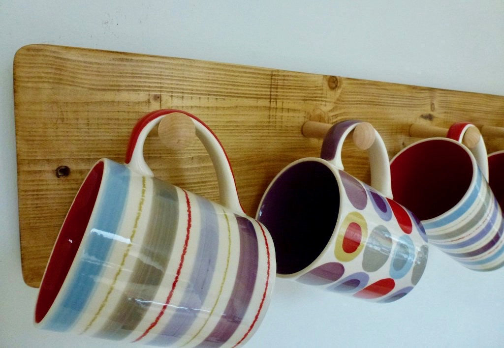 Farmhouse Mug / Cup Rack 5 Pegs – New Chapter Wood